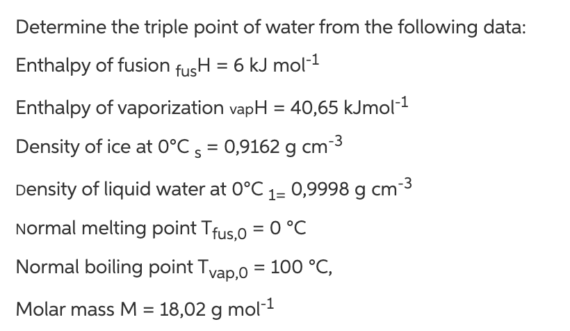 Solved Determine the triple point of water from the | Chegg.com