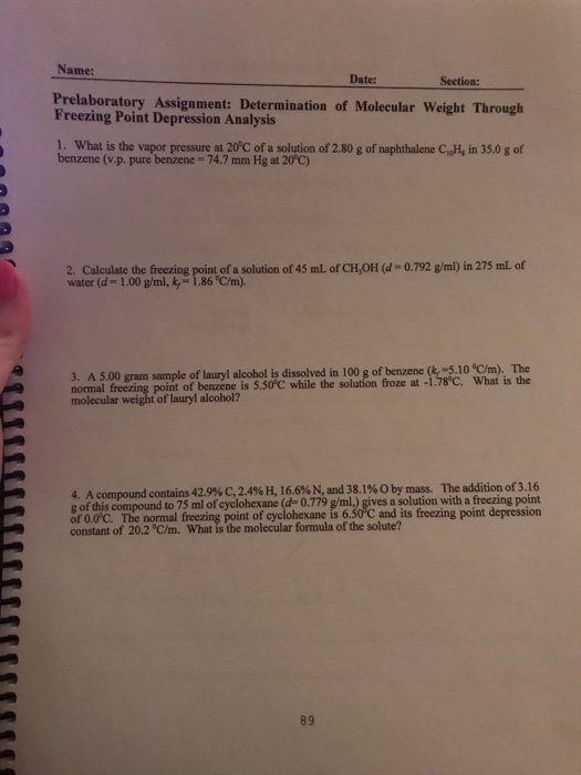 Solved Name: Date: Section relaboratory Assignment: | Chegg.com