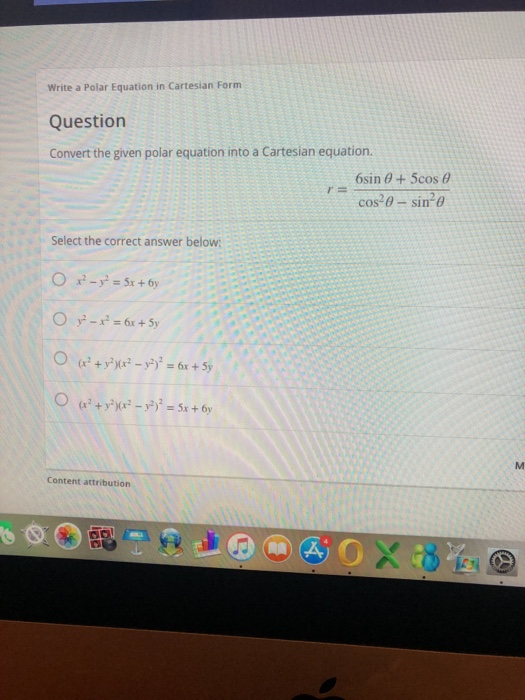 Solved Write a Polar Equation in Cartesian Form Question | Chegg.com