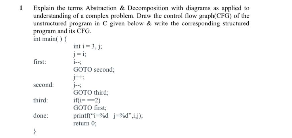 Solved 1 Explain the terms Abstraction & Decomposition with | Chegg.com
