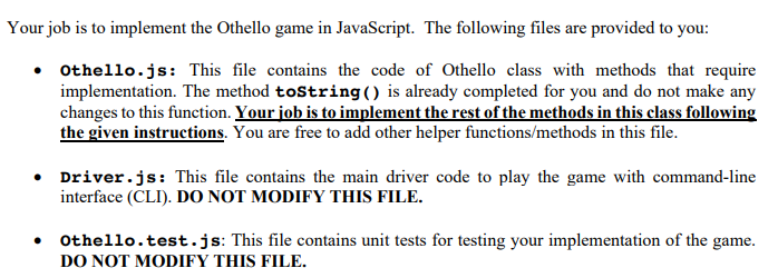 Solved Implement the Othello game in JS. Only change code | Chegg.com