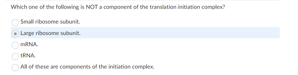 Solved Small ribosome subunit. Large ribosome subunit. mRNA. | Chegg.com
