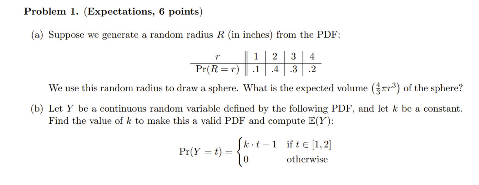 Solved Problem 1. (Expectations, 6 ﻿points)(a) ﻿Suppose we | Chegg.com