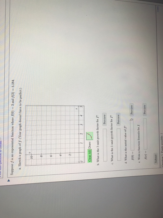 Solved Suppose f is an exponential function where f(0) 3 and | Chegg.com Solved Suppose f is an exponential function where f(0) 3 and | Chegg.com