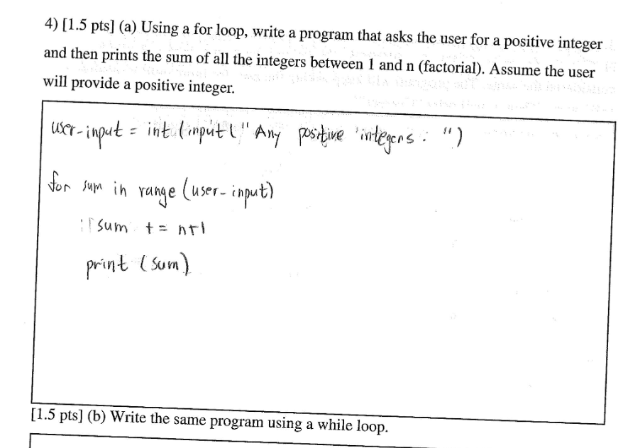 Solved [1.5 ﻿pts] (a) ﻿Using a for loop, write a program | Chegg.com