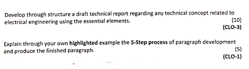 Solved Develop through structure a draft technical report | Chegg.com