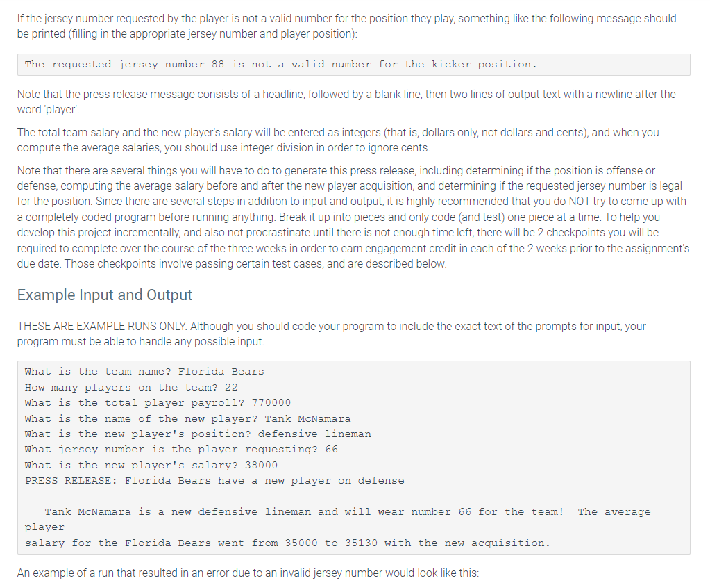 Solved In this project you will create a program to get | Chegg.com
