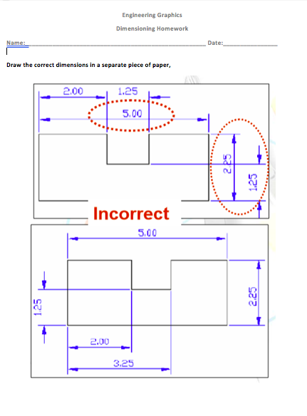 Solved Engineering Graphics Dimensioning Homework Date Draw | Chegg.com