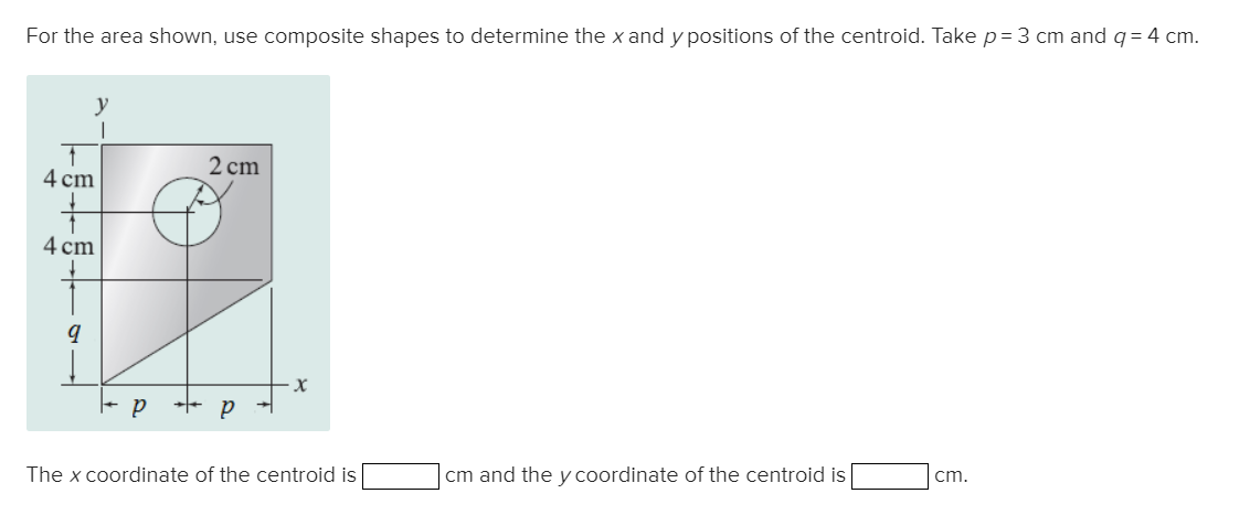 Solved For the area shown, use composite shapes to determine | Chegg.com