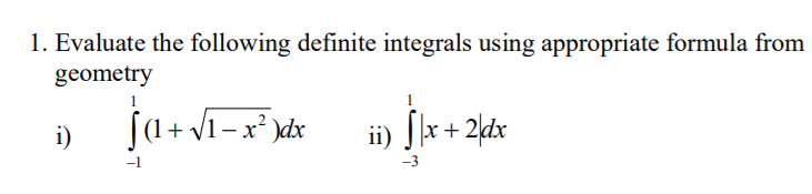 Solved 1. Evaluate the following definite integrals using | Chegg.com