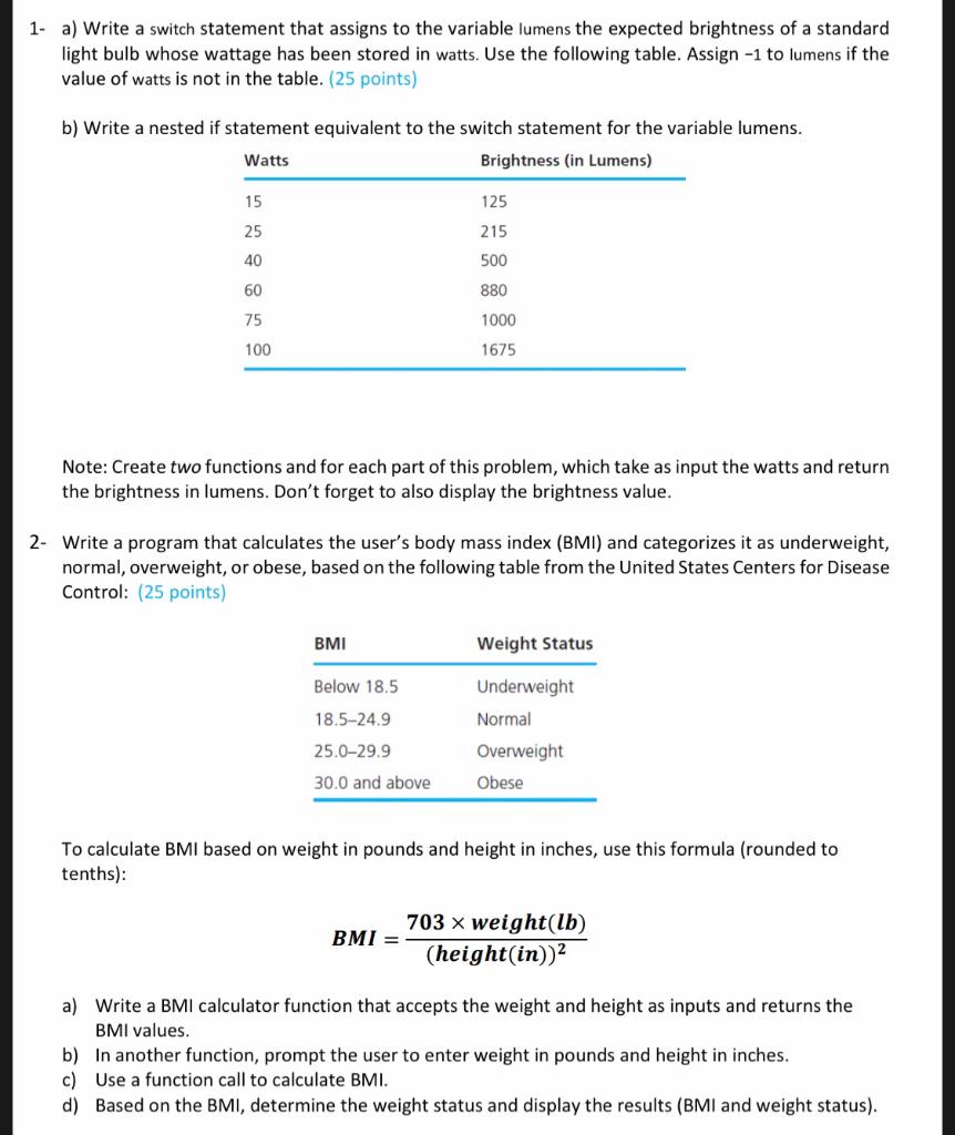Solved 1 A Write A Switch Statement That Assigns To The