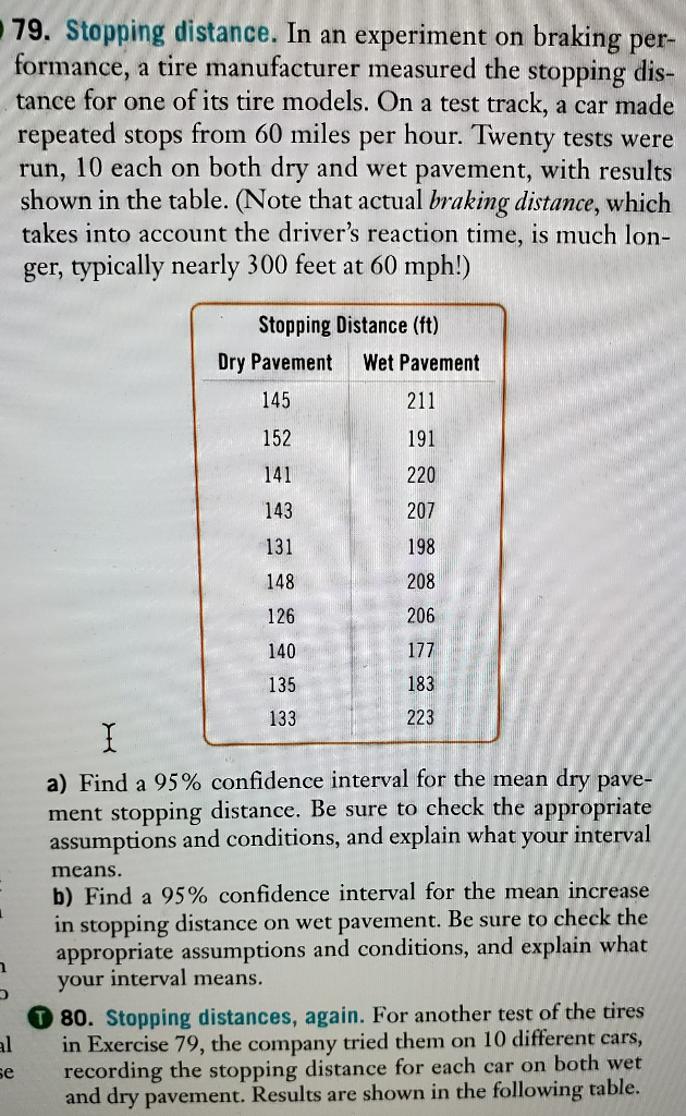 Solved 79. Stopping distance. In an experiment on braking | Chegg.com