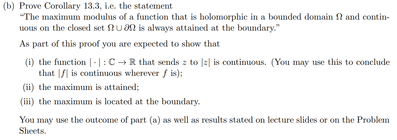 Solved (b) Prove Corollary 13.3, i.e. the statement “The | Chegg.com