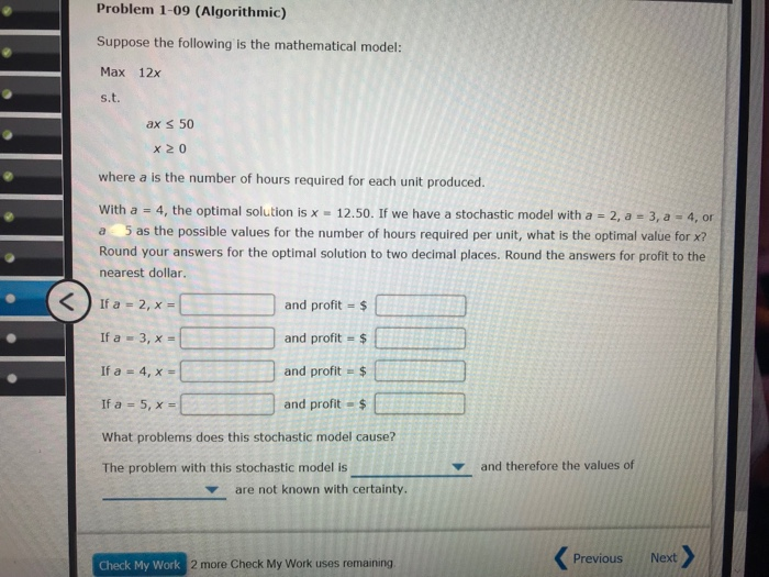 Solved Problem 1-09 (Algorithmic) Suppose the following is | Chegg.com
