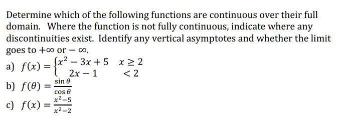 Solved Determine which of the following functions are | Chegg.com