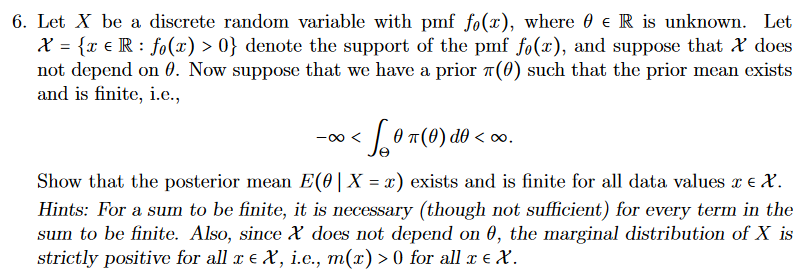 Solved 6. Let X be a discrete random variable with pmffθ(x), | Chegg.com