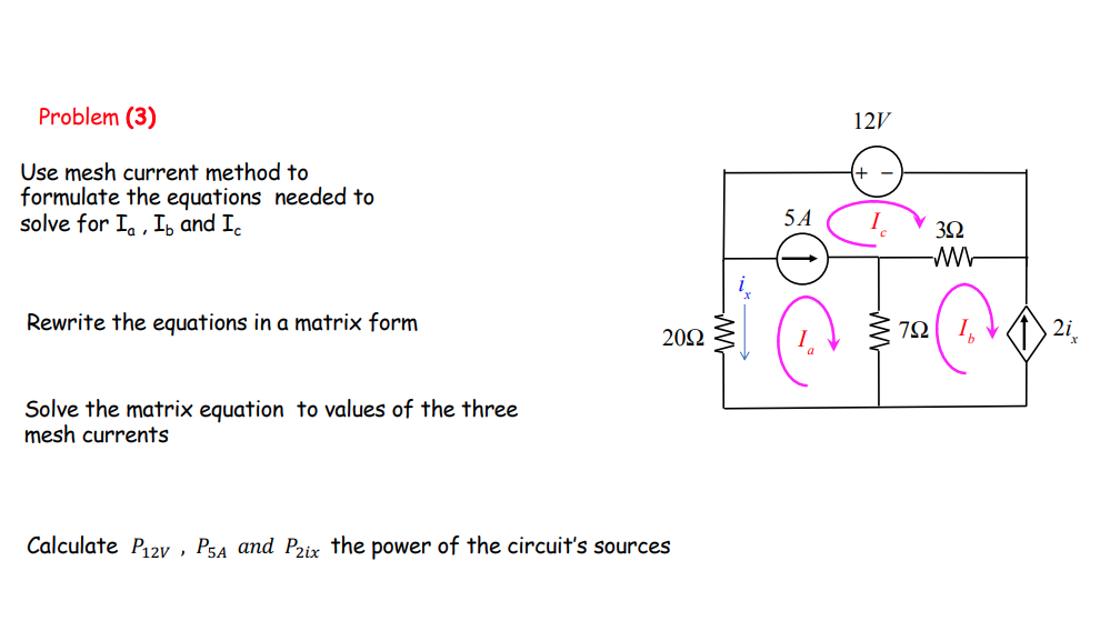 Solved Use mesh current method to formulate the equations | Chegg.com