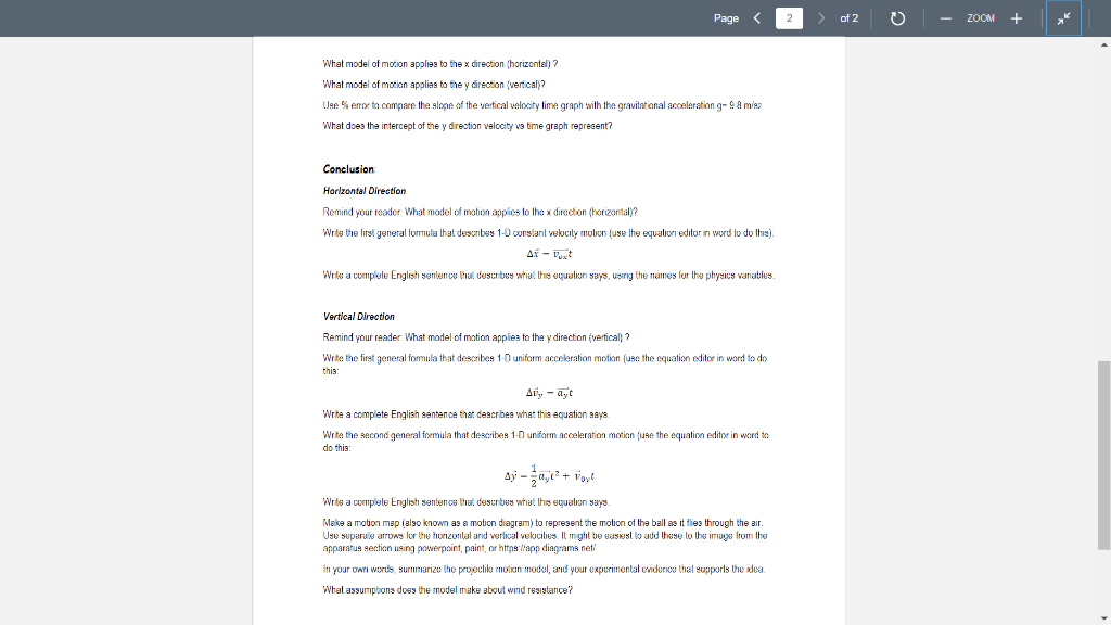 2D Kinematics Lab: Understanding Projectiles | Chegg.com