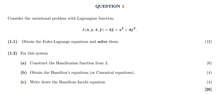 Solved QUESTION 1 Consider the variational problem with | Chegg.com
