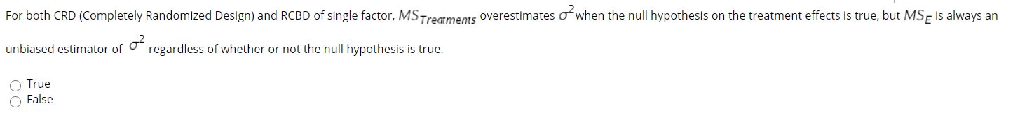 Solved For both CRD (Completely Randomized Design) and RCBD | Chegg.com