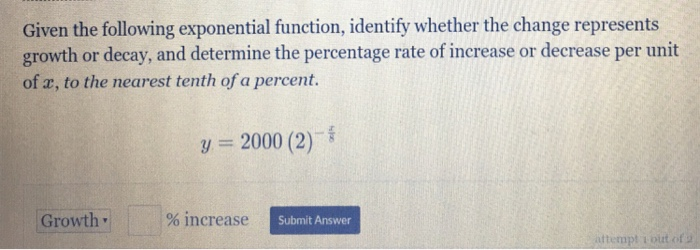 Solved Given the following exponential function, identify | Chegg.com