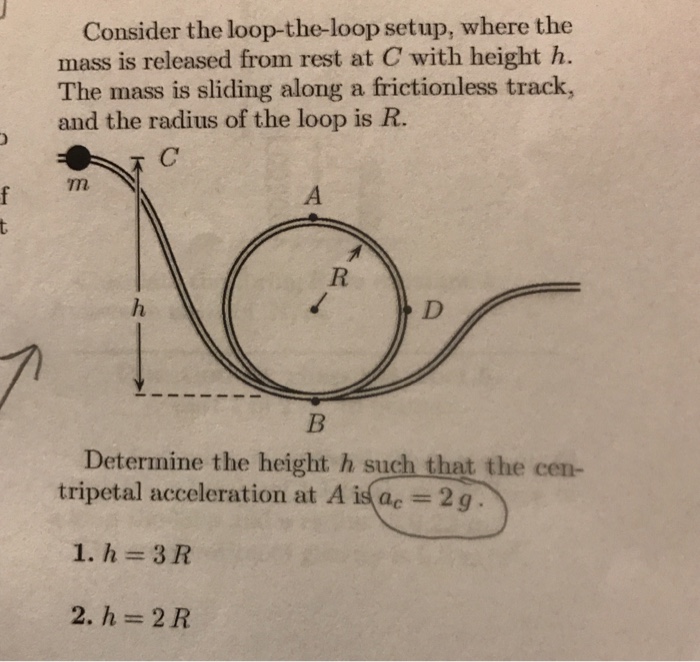 Solved Consider the loop-the-loop setup, where the mass is | Chegg.com