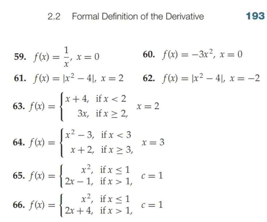 Solved 2.2 Formal Definition of the Derivative 193 59. | Chegg.com