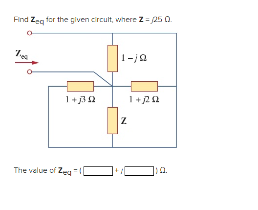 Solved Find Zeq for the given circuit, where 2 = 125 N. Zeg | Chegg.com