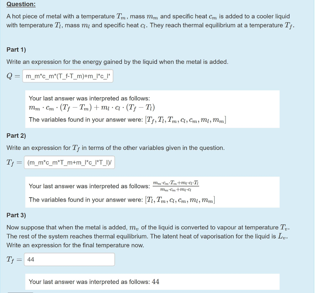 Solved Not sure why part 1 is wrong and can't seem to | Chegg.com