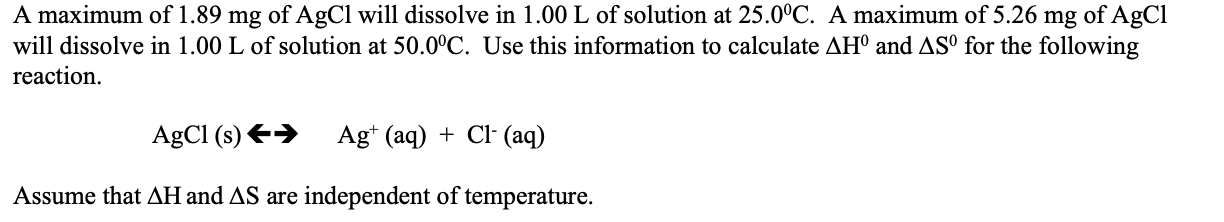 Solved A maximum of 1.89mg of AgCl will dissolve in 1.00 L | Chegg.com