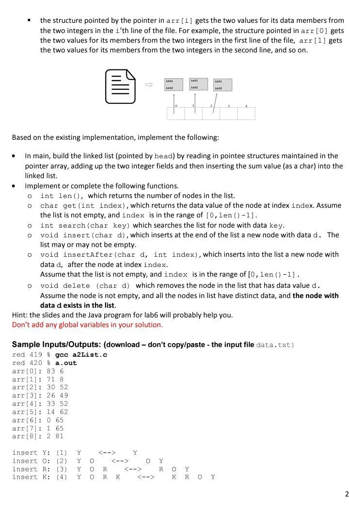 Solved Note : code must be written in C language without | Chegg.com