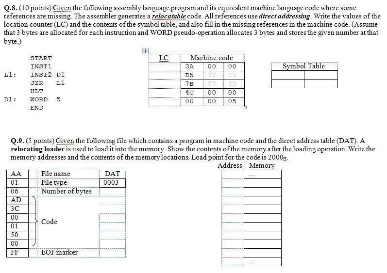 Solved Q.S. (10 points) Given the following assembly | Chegg.com