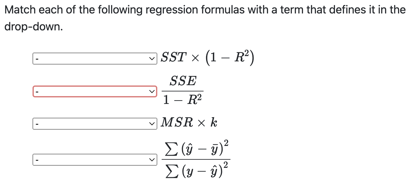 Solved Match each of the following regression formulas with | Chegg.com