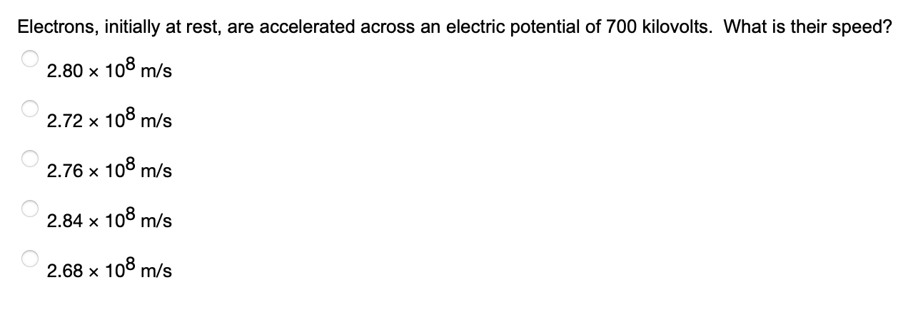 Solved Electrons, initially at rest, are accelerated across | Chegg.com