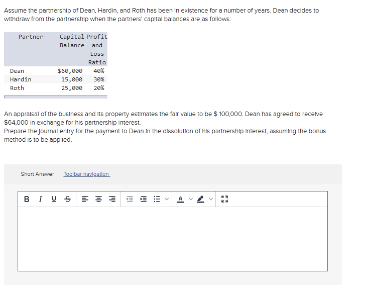 Solved Assume the partnership of Dean, Hardin, and Roth has | Chegg.com