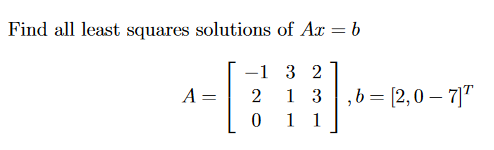 Solved Find all least squares solutions of Ax=b | Chegg.com