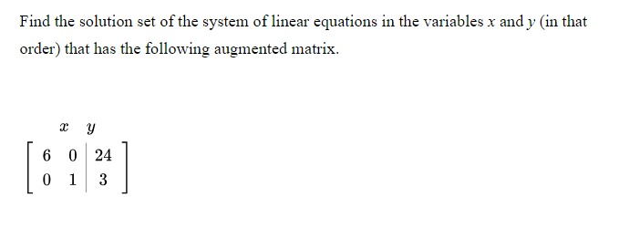 Solved Find the solution set of the system of linear | Chegg.com