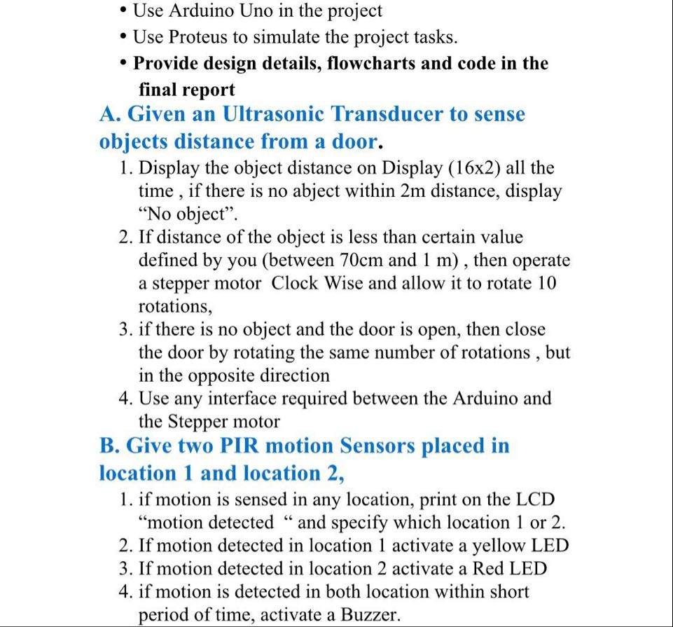 Use Arduino Uno in the project • Use Proteus to | Chegg.com