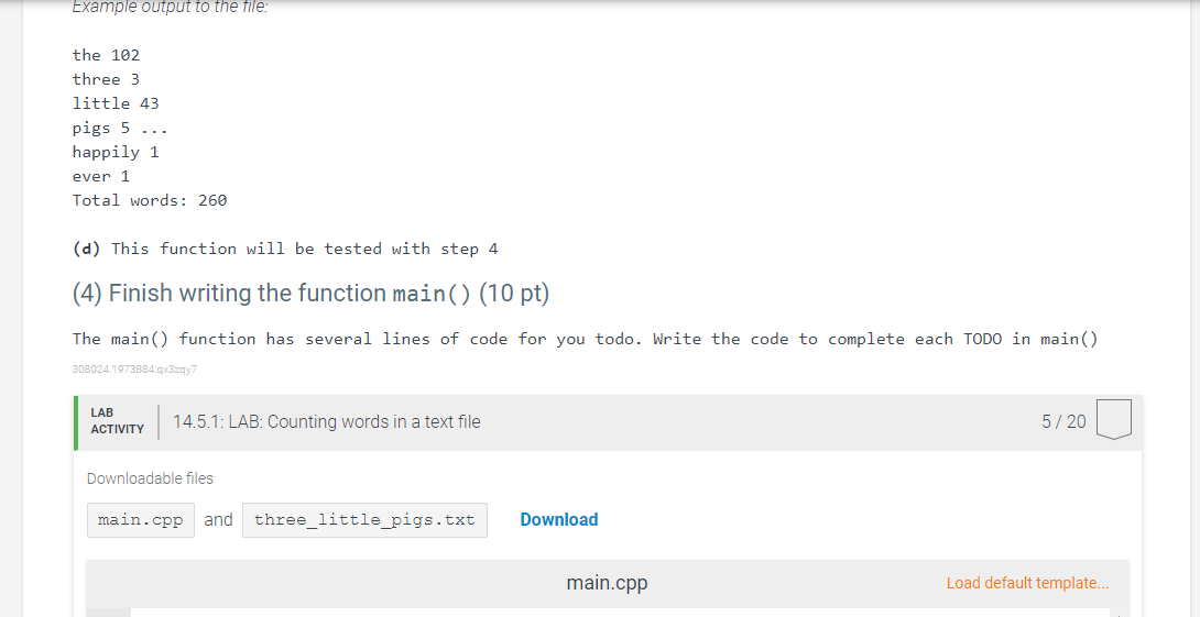Solved 14.5 LAB: Counting words in a text file (1) Write the | Chegg.com