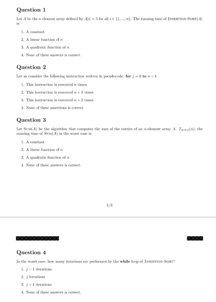 Solved Let A be the n-element array defined by A[i]=5 for | Chegg.com