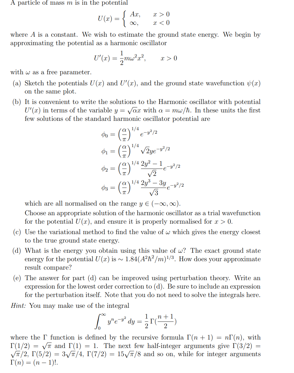 Solved A particle of mass m is in the potential | Chegg.com