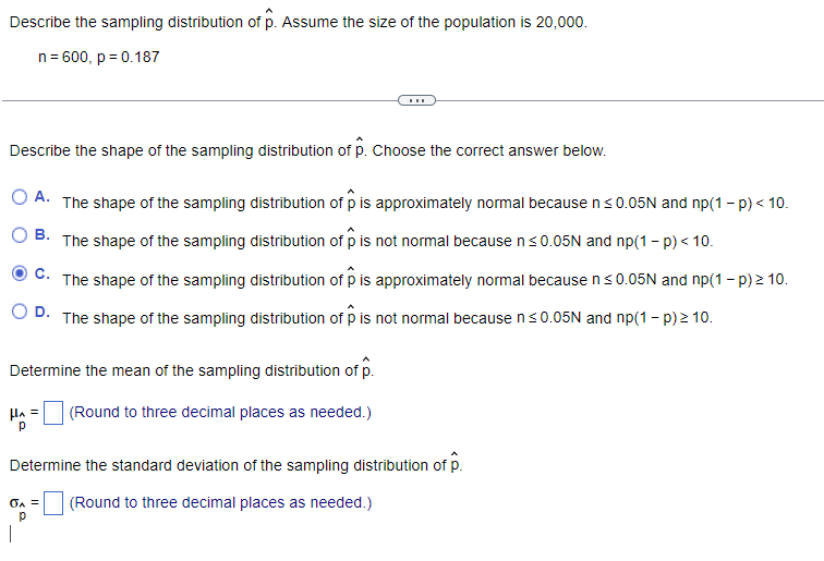 Solved Describe the sampling distribution of p^. Assume the | Chegg.com