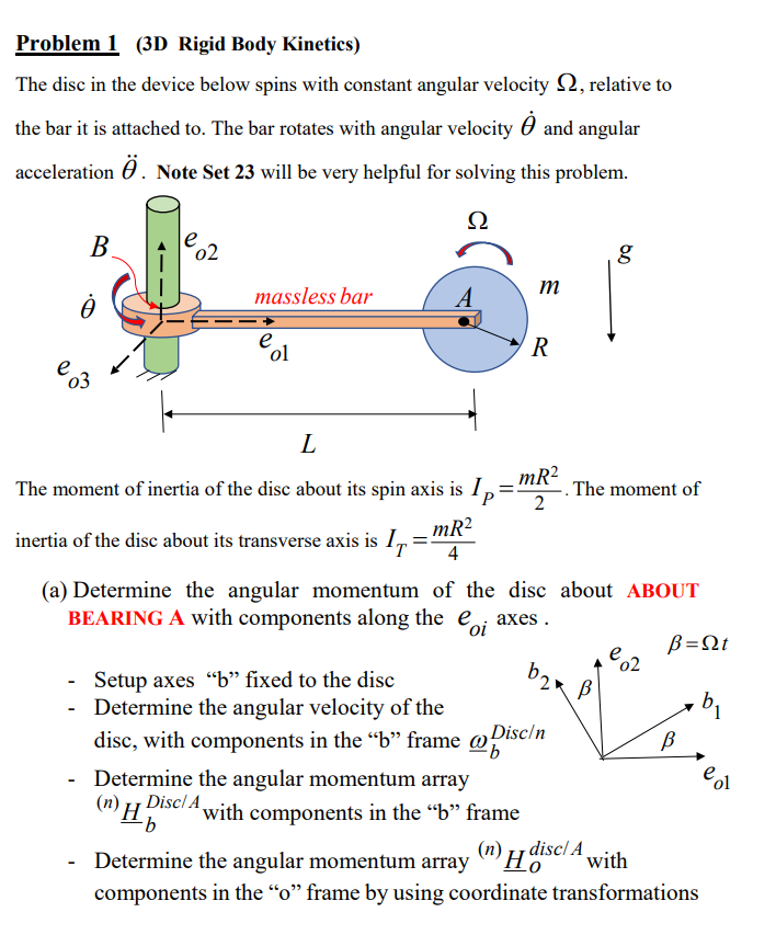 Problem 1 (3D Rigid Body Kinetics) The disc in the | Chegg.com