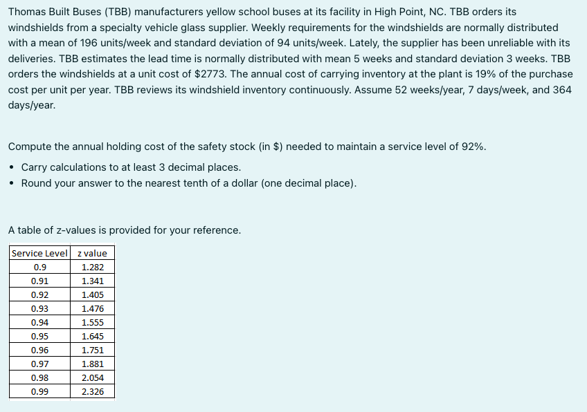 Solved Thomas Built Buses (TBB) manufacturers yellow school | Chegg.com