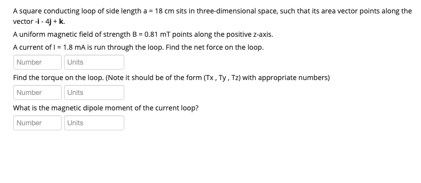 Solved A square conducting loop of side length a = 18 cm | Chegg.com