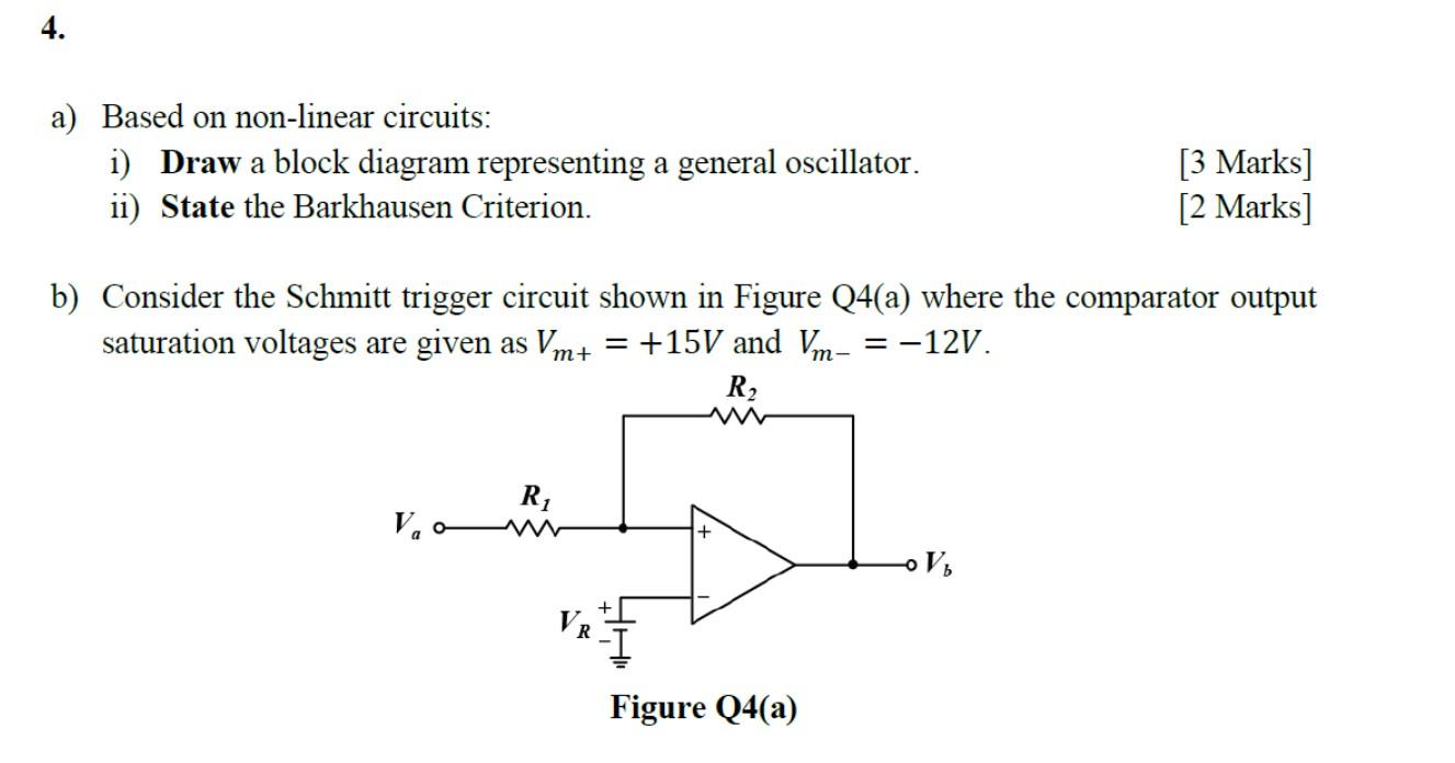 Solved a) Based on non-linear circuits: i) Draw a block | Chegg.com