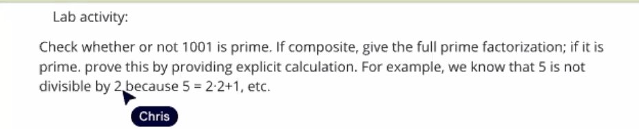Solved Lab activity: Check whether or not 1001 is prime. If | Chegg.com