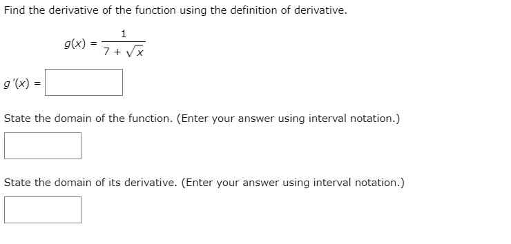 Solved Find the derivative of the function using the | Chegg.com