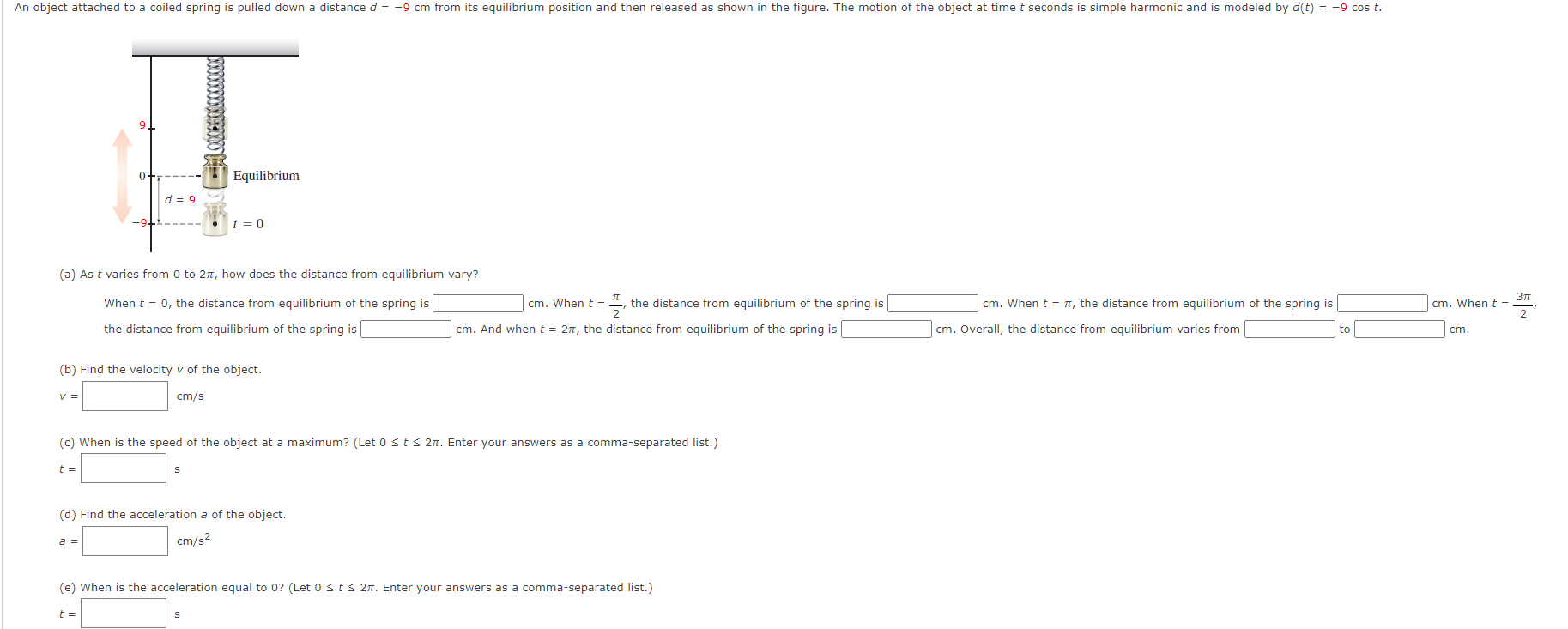 Solved An object attached to a coiled spring is pulled down | Chegg.com