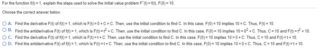 Solved For the function f(t)= 1, explain the steps used to | Chegg.com